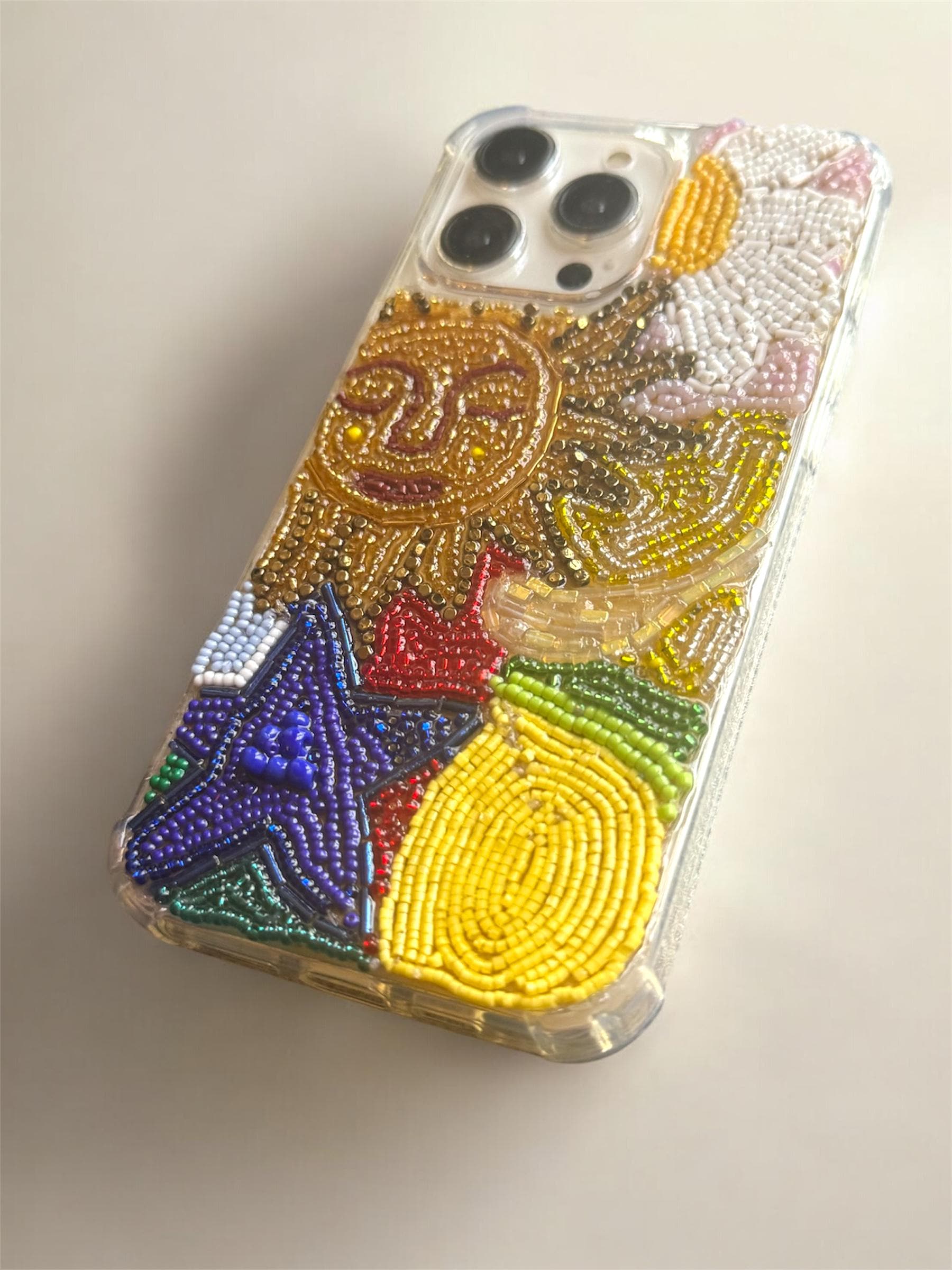 Beaded Embroidered Sun Star Lemon Phone Case iPhone 17 Series, 16 ...