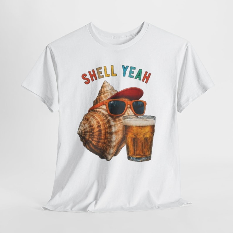 Shell Yeah Beach Tee, Seashell Beer Graphic, Coastal Summer Outfit ...