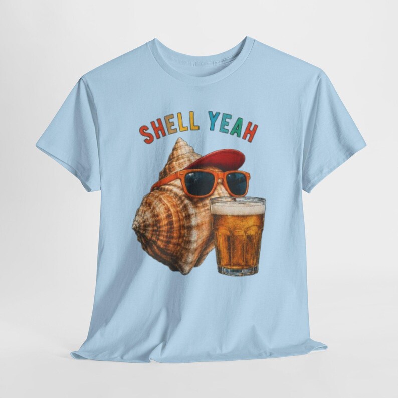 Shell Yeah Beach Tee, Seashell Beer Graphic, Coastal Summer Outfit ...
