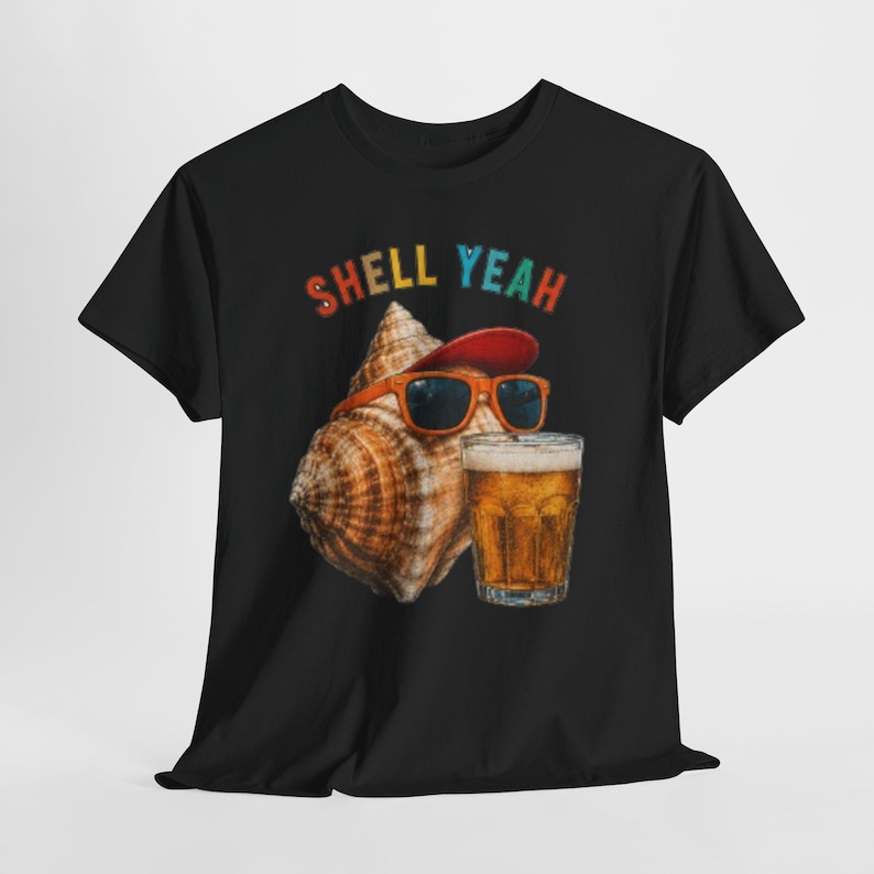 Shell Yeah Beach Tee, Seashell Beer Graphic, Coastal Summer Outfit ...