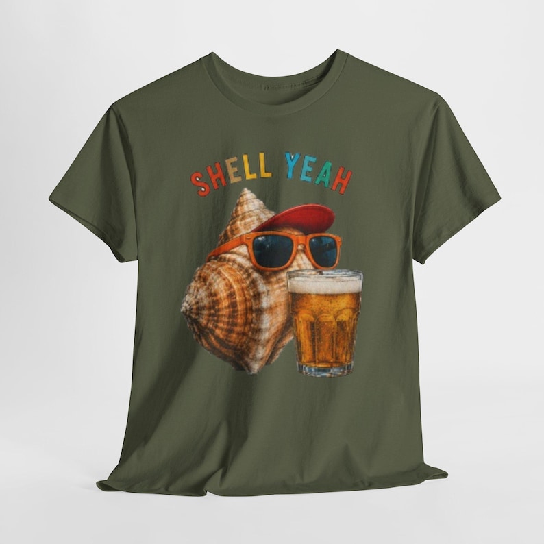 Shell Yeah Beach Tee, Seashell Beer Graphic, Coastal Summer Outfit ...