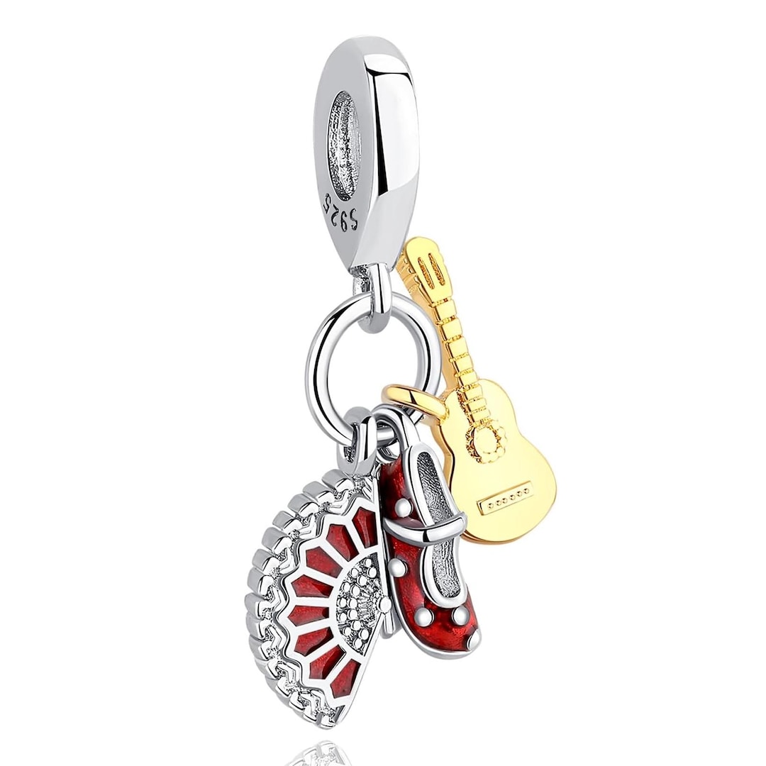 Pandora Spanish Guitar, Flamenco Shoe and Fan Charm, 925 Sterling ...