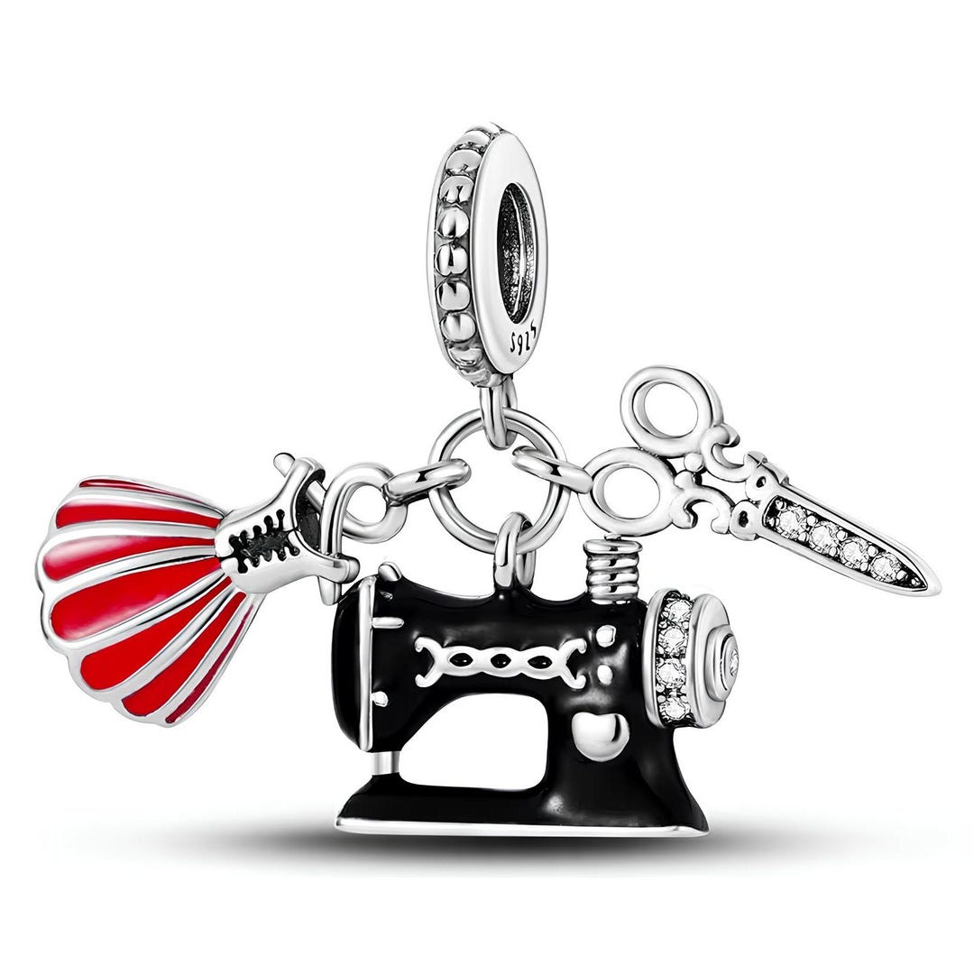 Pandora Sewing Machine, Scissors and Dress Charm, 925 Sterling Silver ...