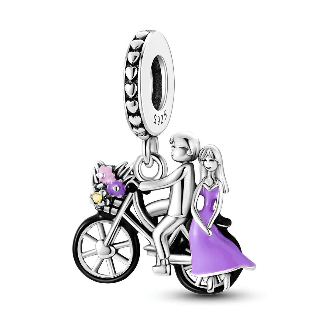 Pandora Loving Couple Riding a Bicycle Charm, 925 Sterling Silver Charm ...
