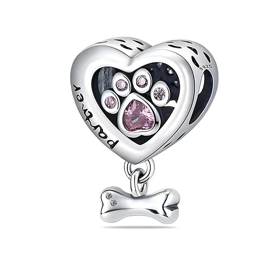 Silver Pandora Heart and Paw Charm, Cute Women's Jewelry, 925 Sterling ...