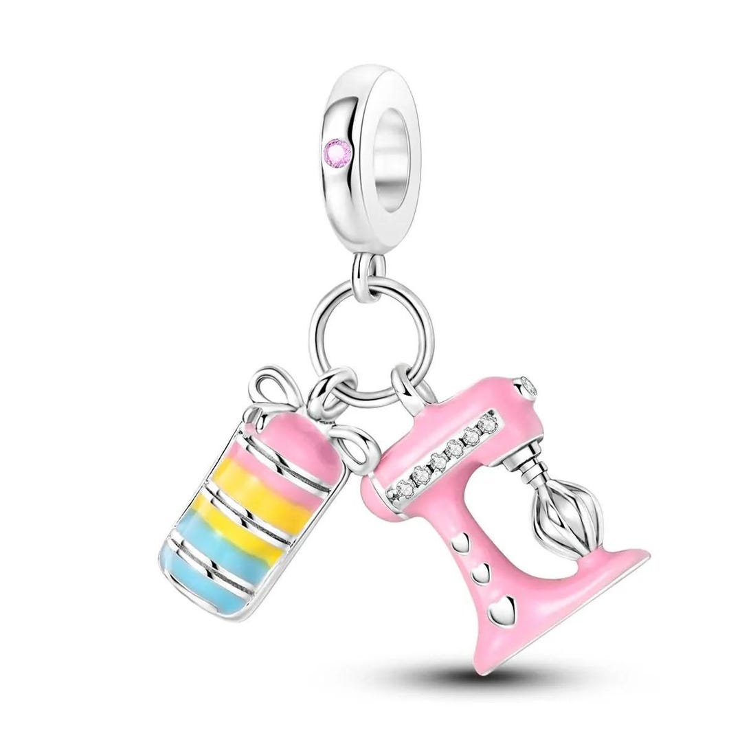Silver Pandora Mixer and Macaron Charm, Kitchen Themed Cute Jewelry for ...