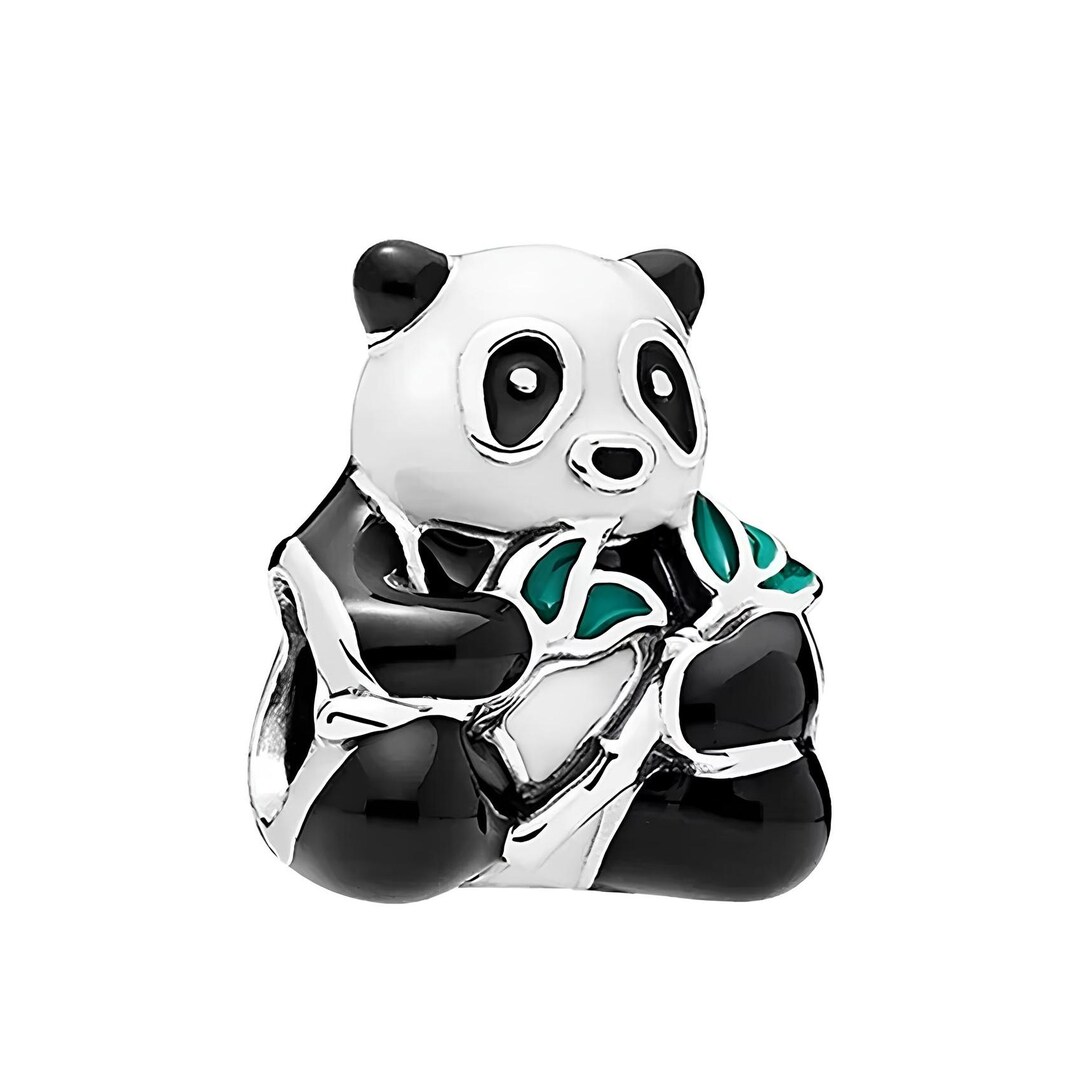 Pandora Cute Panda Eating Greens Charm, Enamel Plated 925 Sterling ...