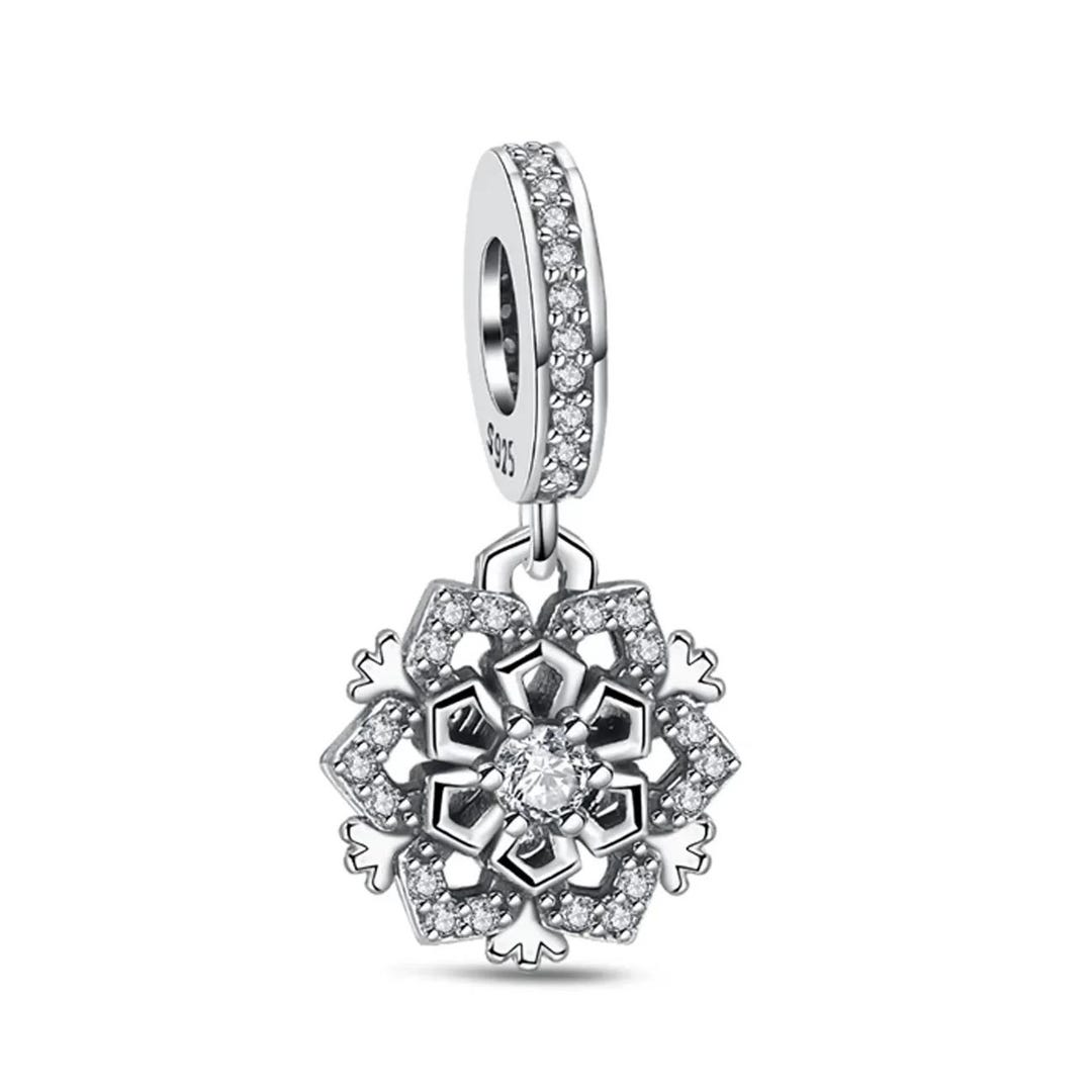 Pandora Sparkling Snowflake Double Dangle Charm, 925 Sterling Silver ...