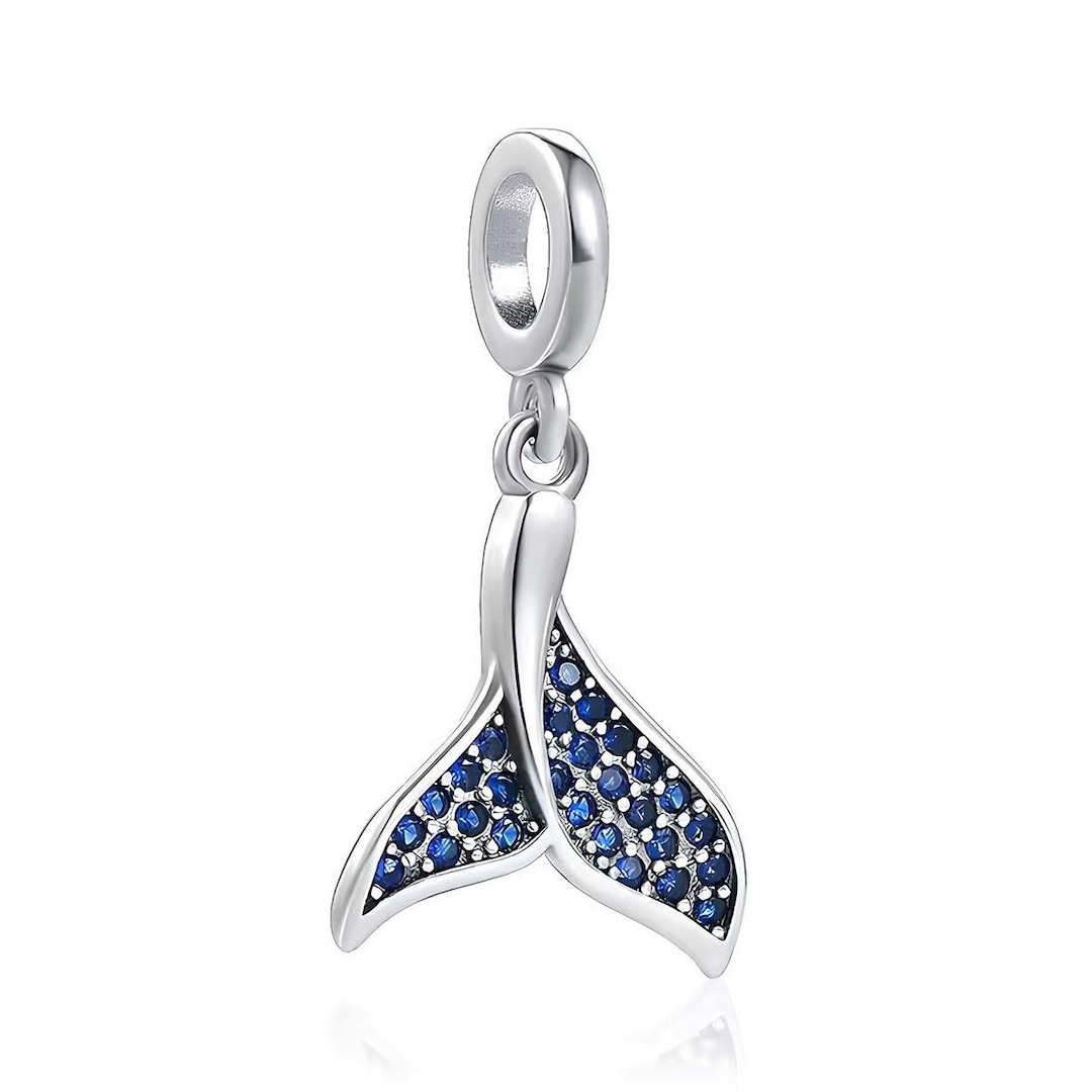 Pandora Whale Tail Charm With Blue Crystals, 925 Sterling Silver Charm ...