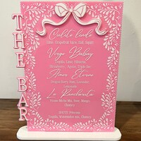 Editable Pink Bow Signature Drinks, Girl Bow Signature Drink Sign ...