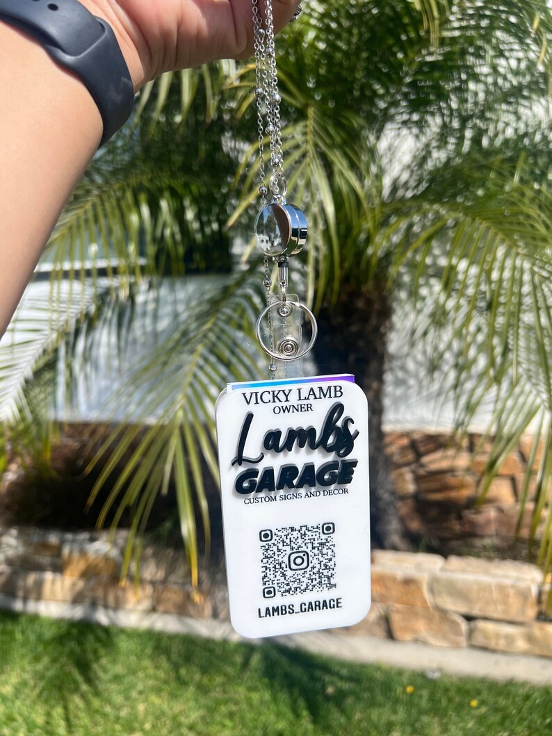 Business Name Badge and Card Holder, Logo, QR Code, Business Lanyard ...
