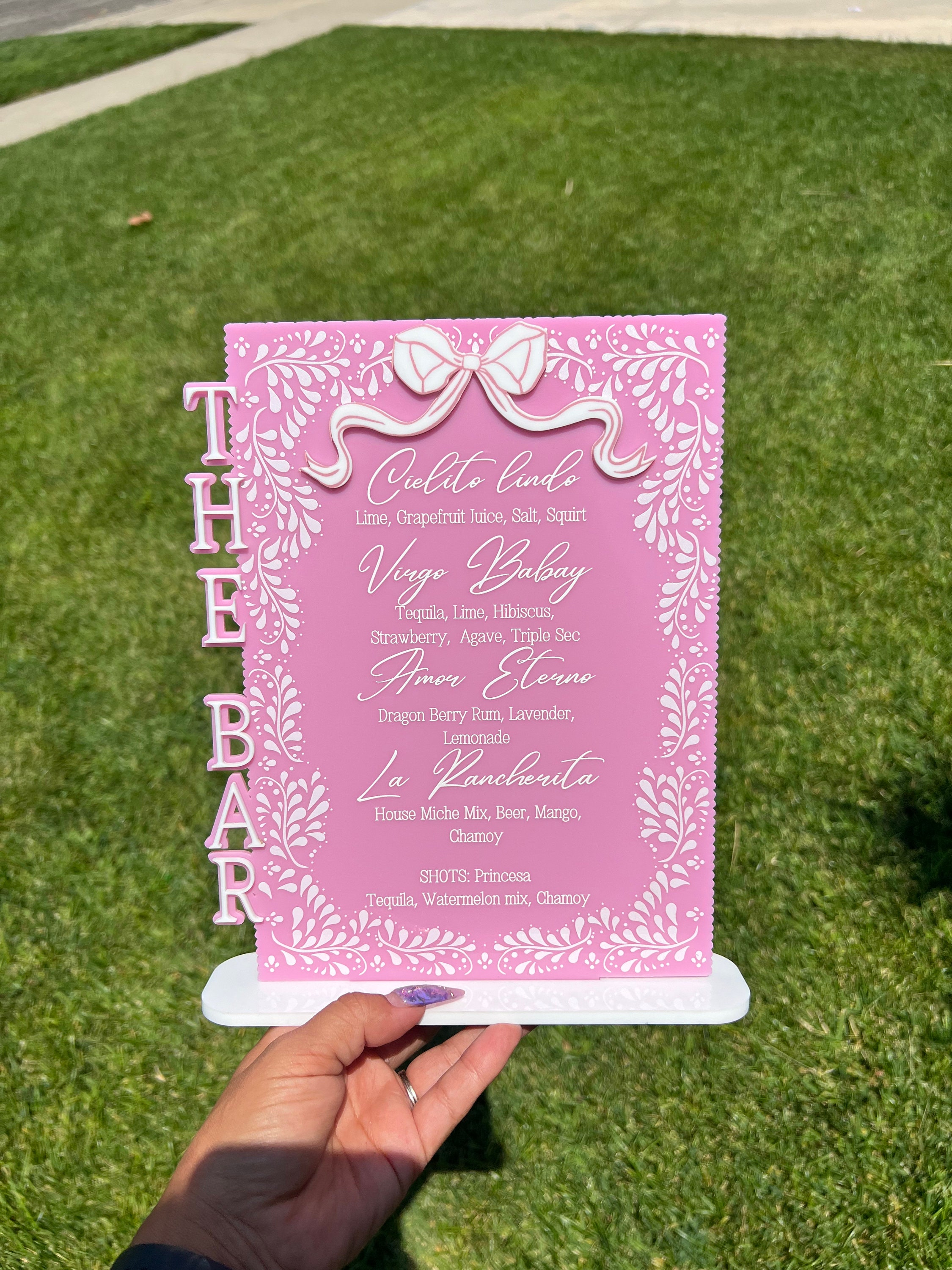 Acrylic Bar Menu, Coquette Bar Menu, Cielito Lindo Bar Menu, the Bar ...
