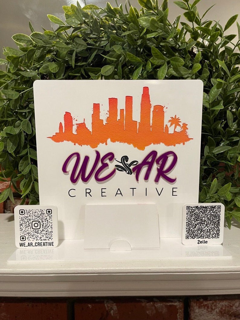 Custom QR Code Business Sign With Logo & Card Holder - Promote Your ...