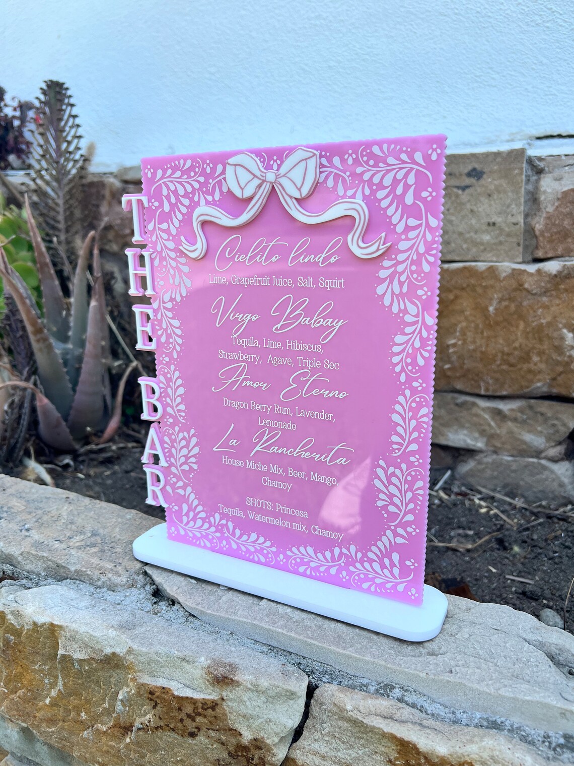 Acrylic Bar Menu, Coquette Bar Menu, Cielito Lindo Bar Menu, the Bar ...