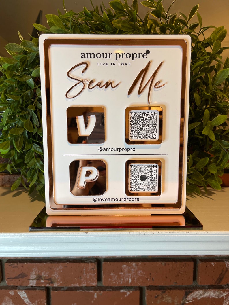 Custom 8x10 QR Code Sign With Engraved Logo, Double-layered Acrylic ...