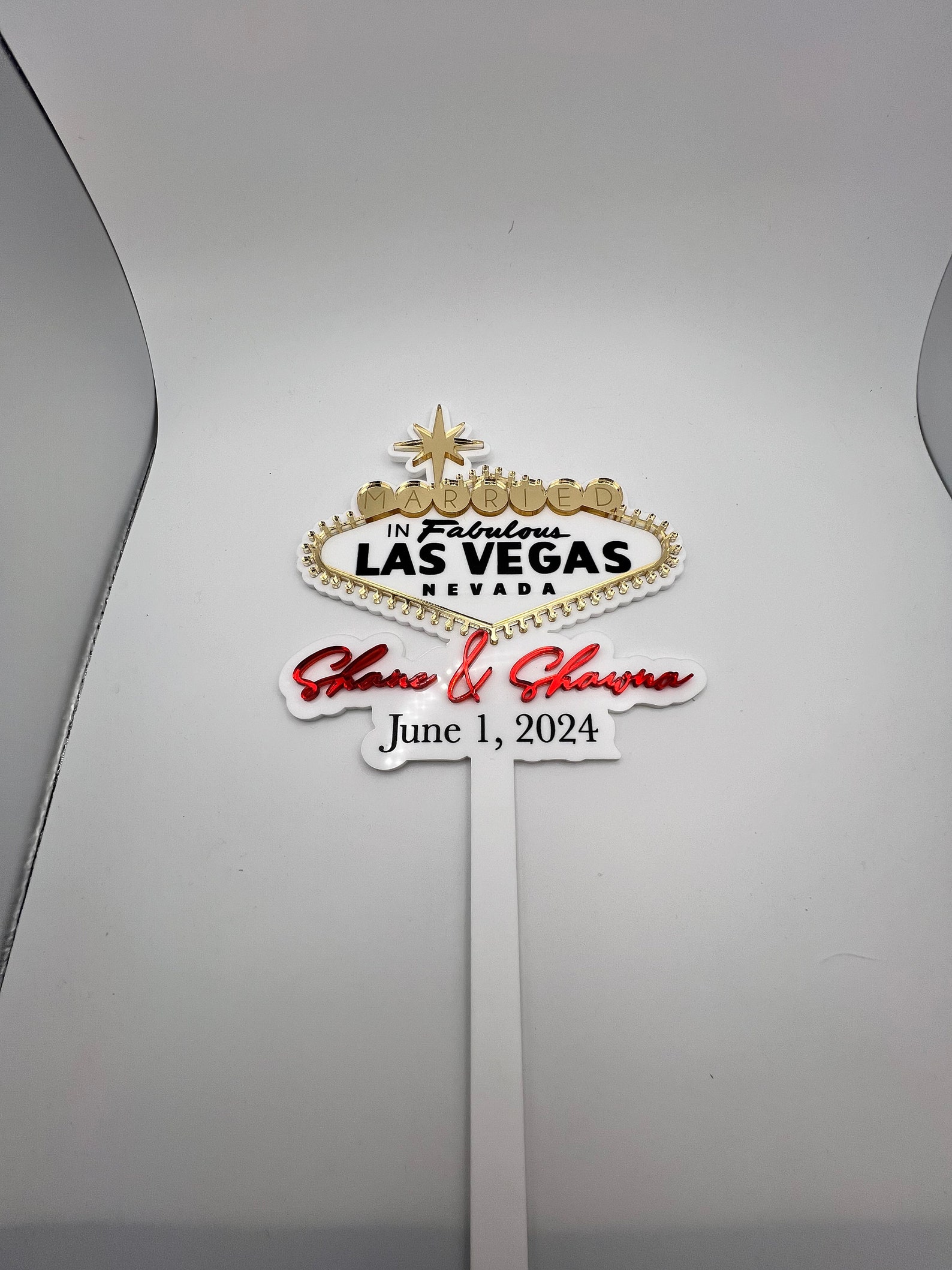 Las Vegas Wedding Cake Topper- Acrylic Wedding Cake Decor- Whimsical ...
