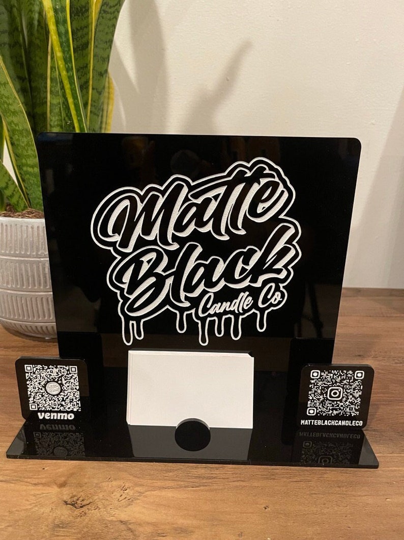 Custom QR Code Business Sign With Logo & Card Holder - Promote Your ...