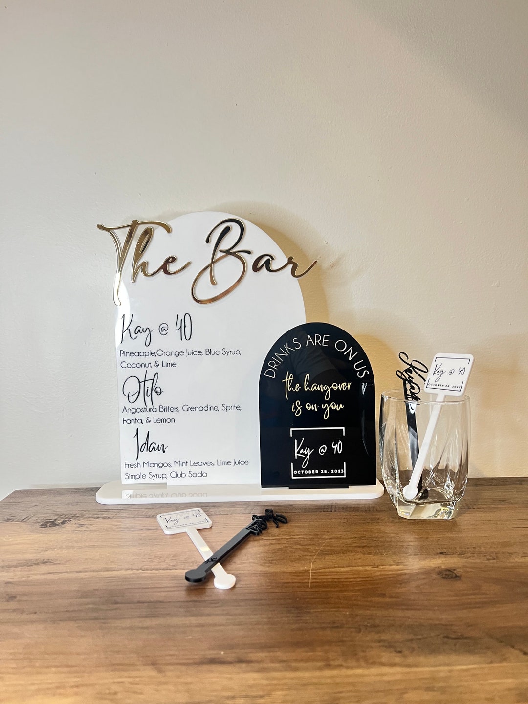 Elegant Acrylic Bar Menu, Custom Drink Sign, 1/8" Thick Acrylic With ...
