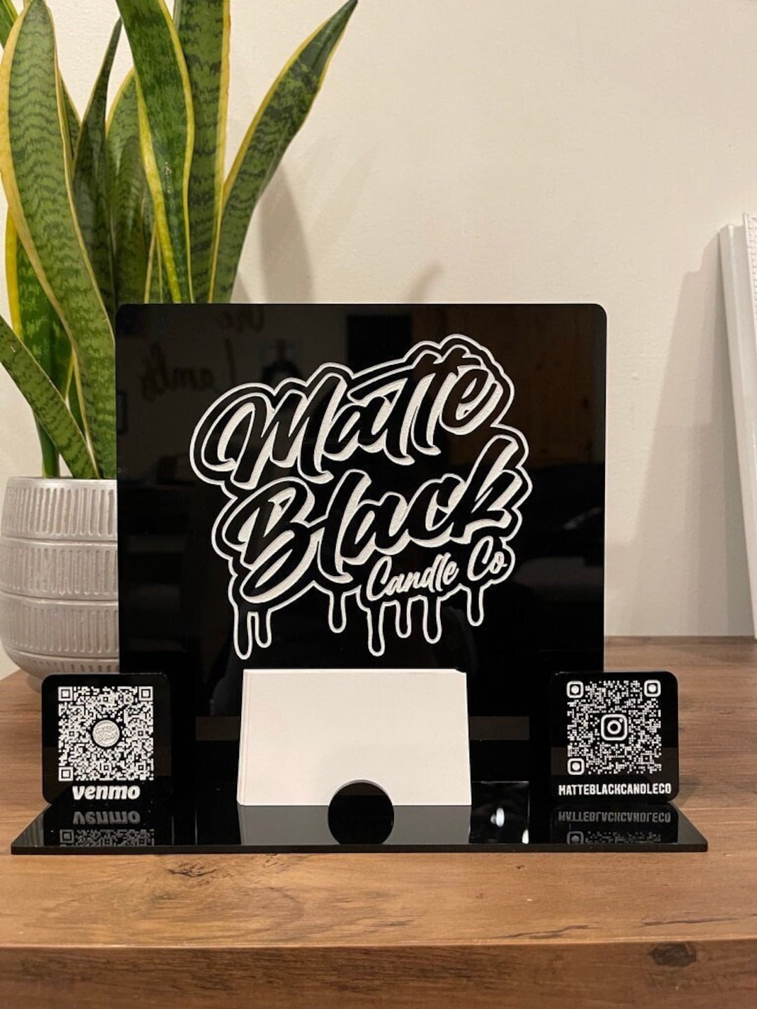 Custom QR Code Business Sign With Logo & Card Holder - Promote Your ...