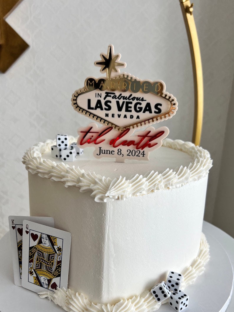 Las Vegas Wedding Cake Topper- Acrylic Wedding Cake Decor- Whimsical ...