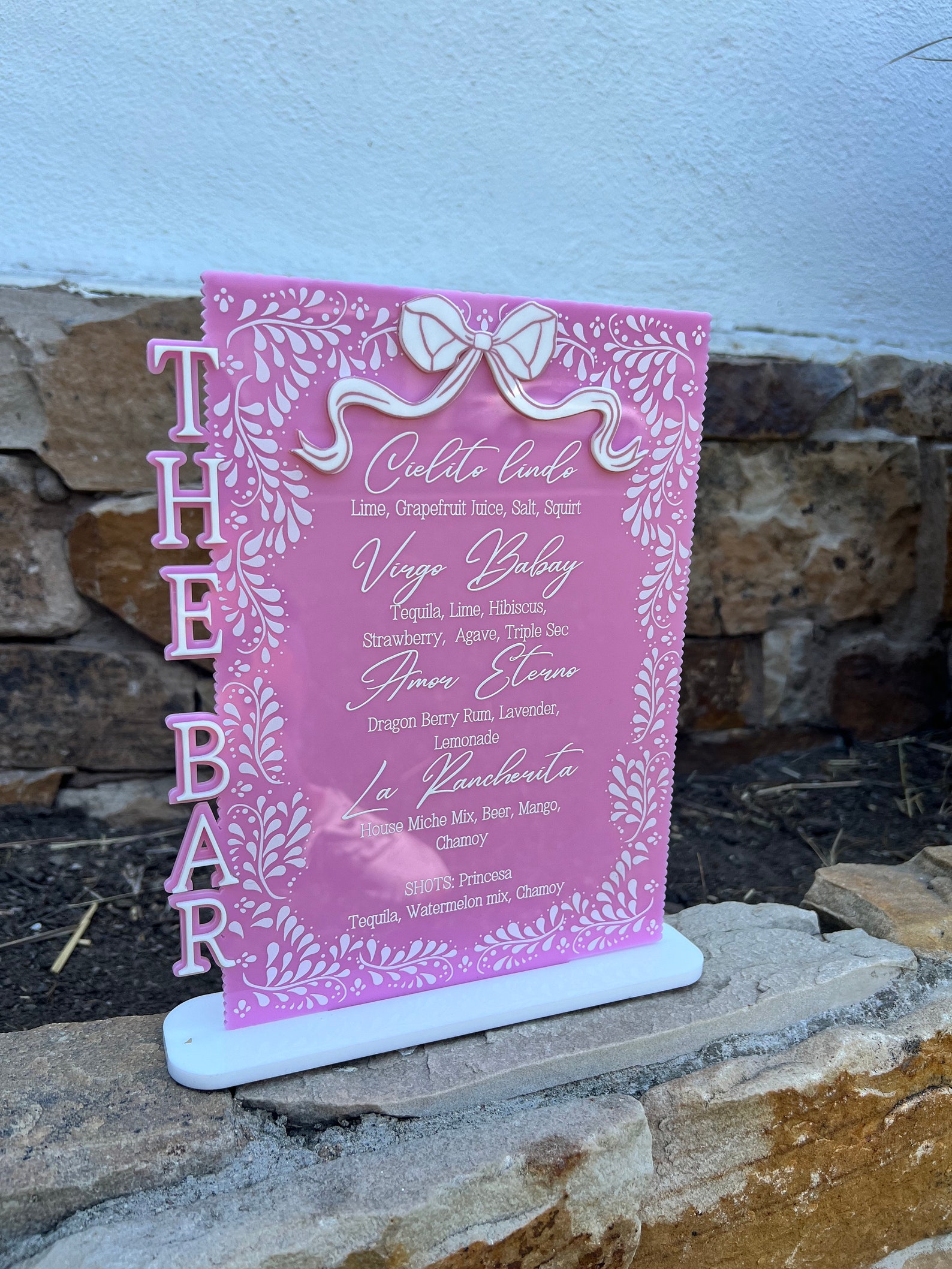 Acrylic Bar Menu, Coquette Bar Menu, Cielito Lindo Bar Menu, the Bar ...