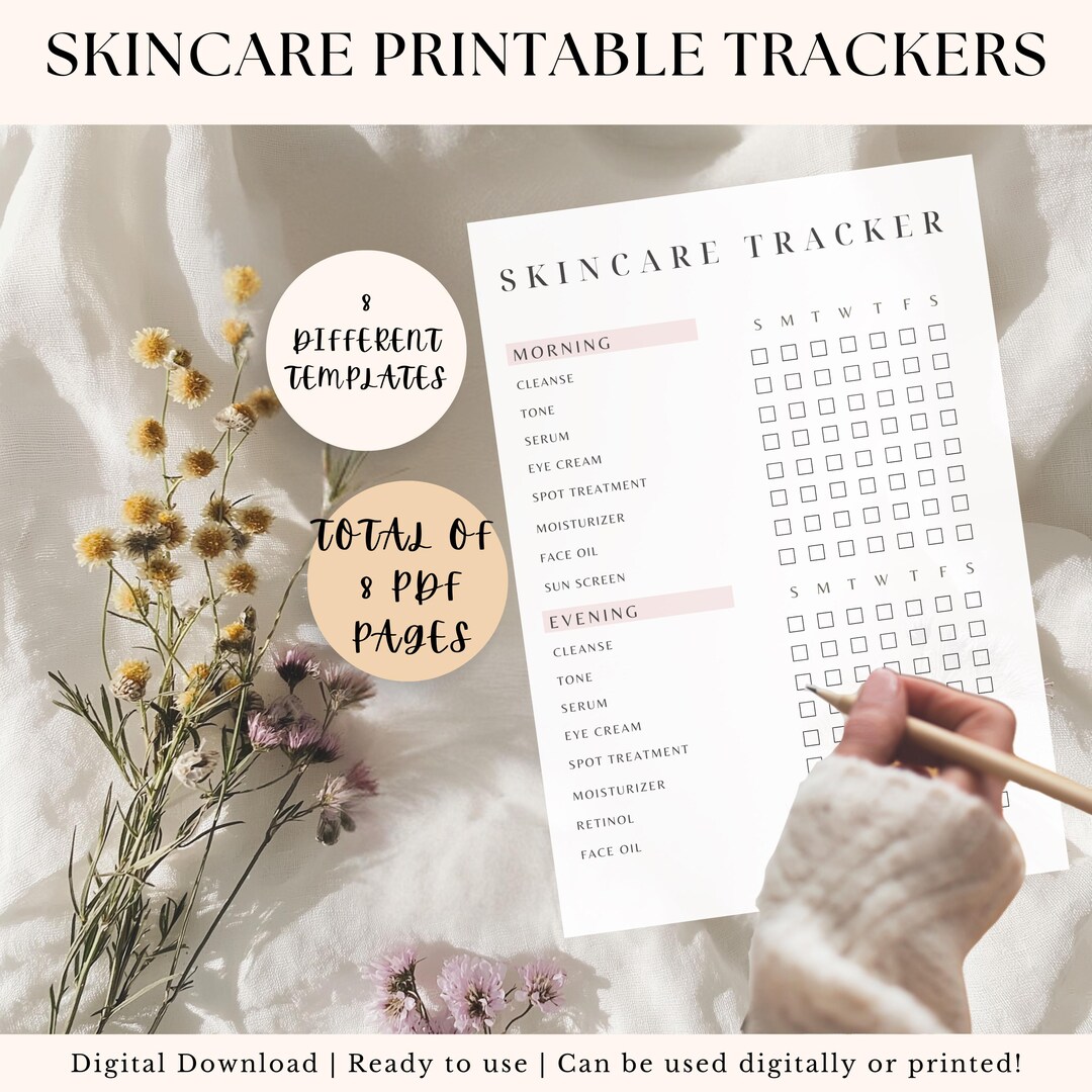 Skincare Routine Tracker Printable, Skincare Tracker Printable Pages ...