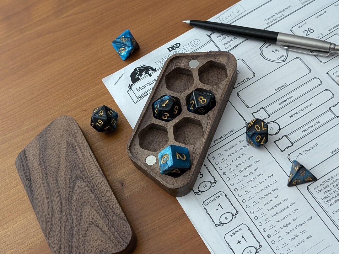 Solid Walnut Dice Box Set, Multiple Dice Options - Etsy