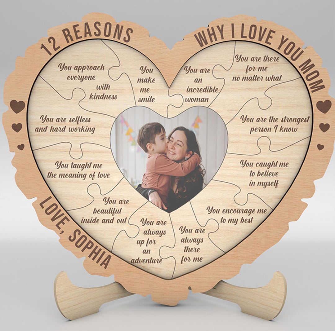 12 Reasons Why I Love You Mom, Book Shelf Decor, Personalized Mothers ...