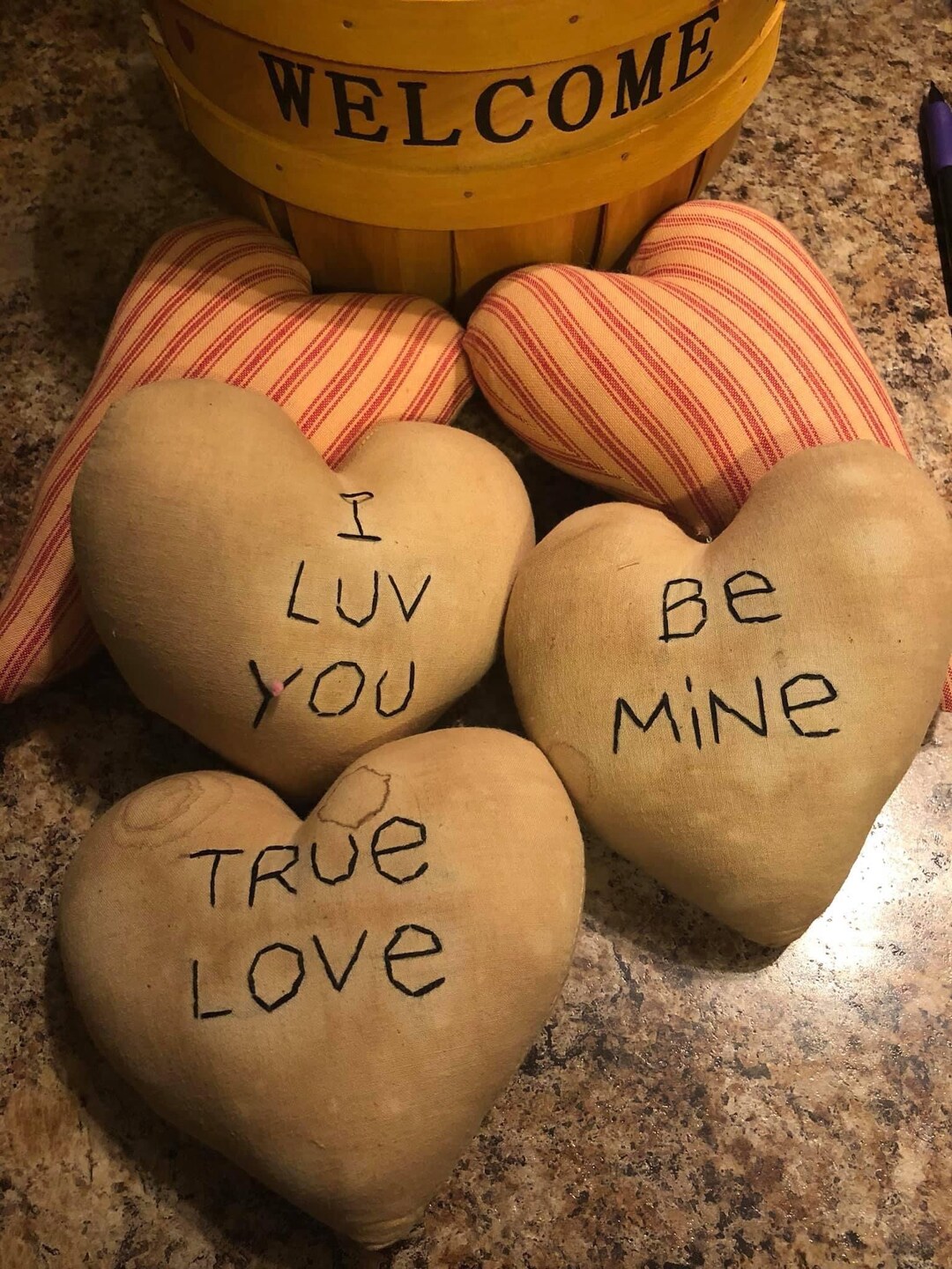 Primitive Valentine Hearts - Etsy