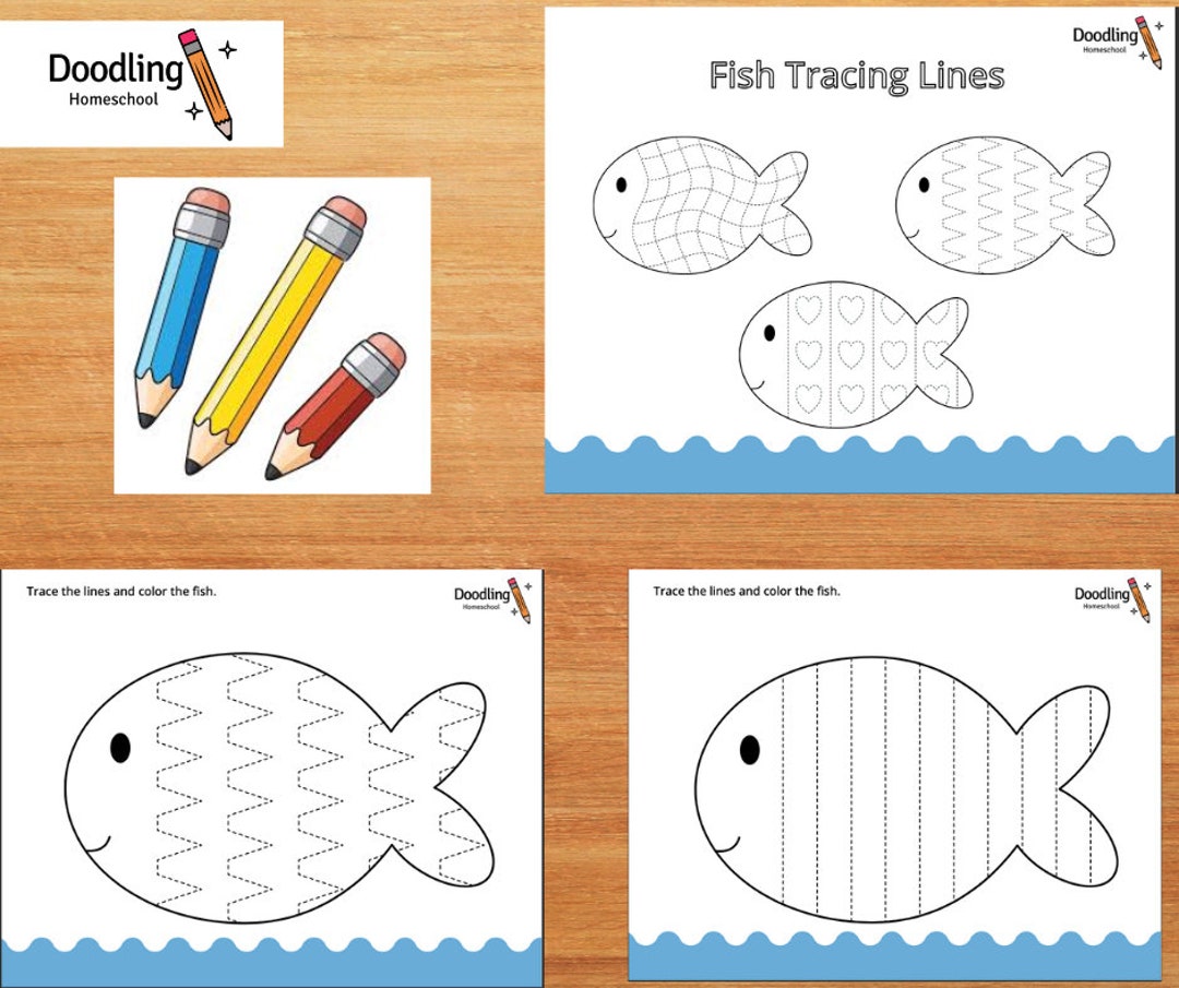 Trace the Lines and Color the Fish/pdf File/easy to Print/letter-sized ...