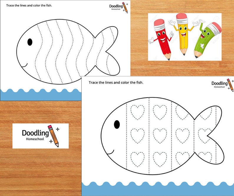 Trace the Lines and Color the Fish/pdf File/easy to Print/letter-sized ...
