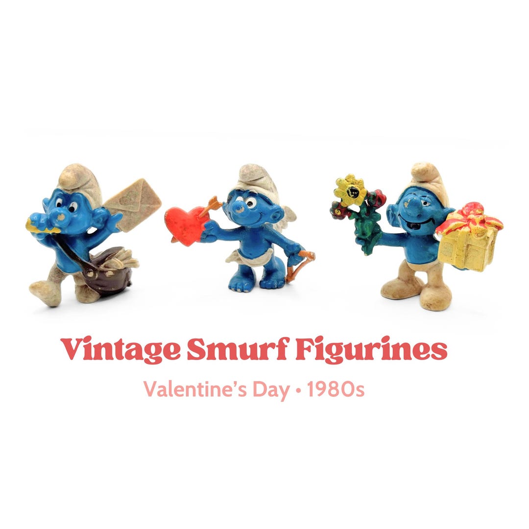 Vintage Smurf Figurines 1980s | Pick One, Valentine's Day, Cupid, Love ...