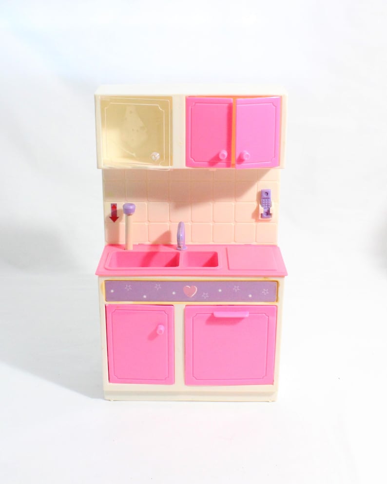Pink 3-piece Barbie Kitchen Set | Goldlok, Doll Furniture, Kitchen Play ...