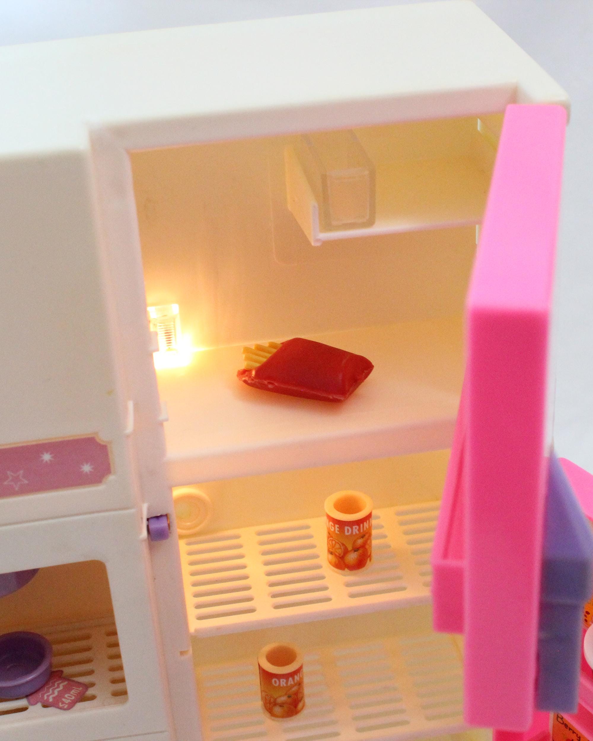 Pink 3-piece Barbie Kitchen Set | Goldlok, Doll Furniture, Kitchen Play ...