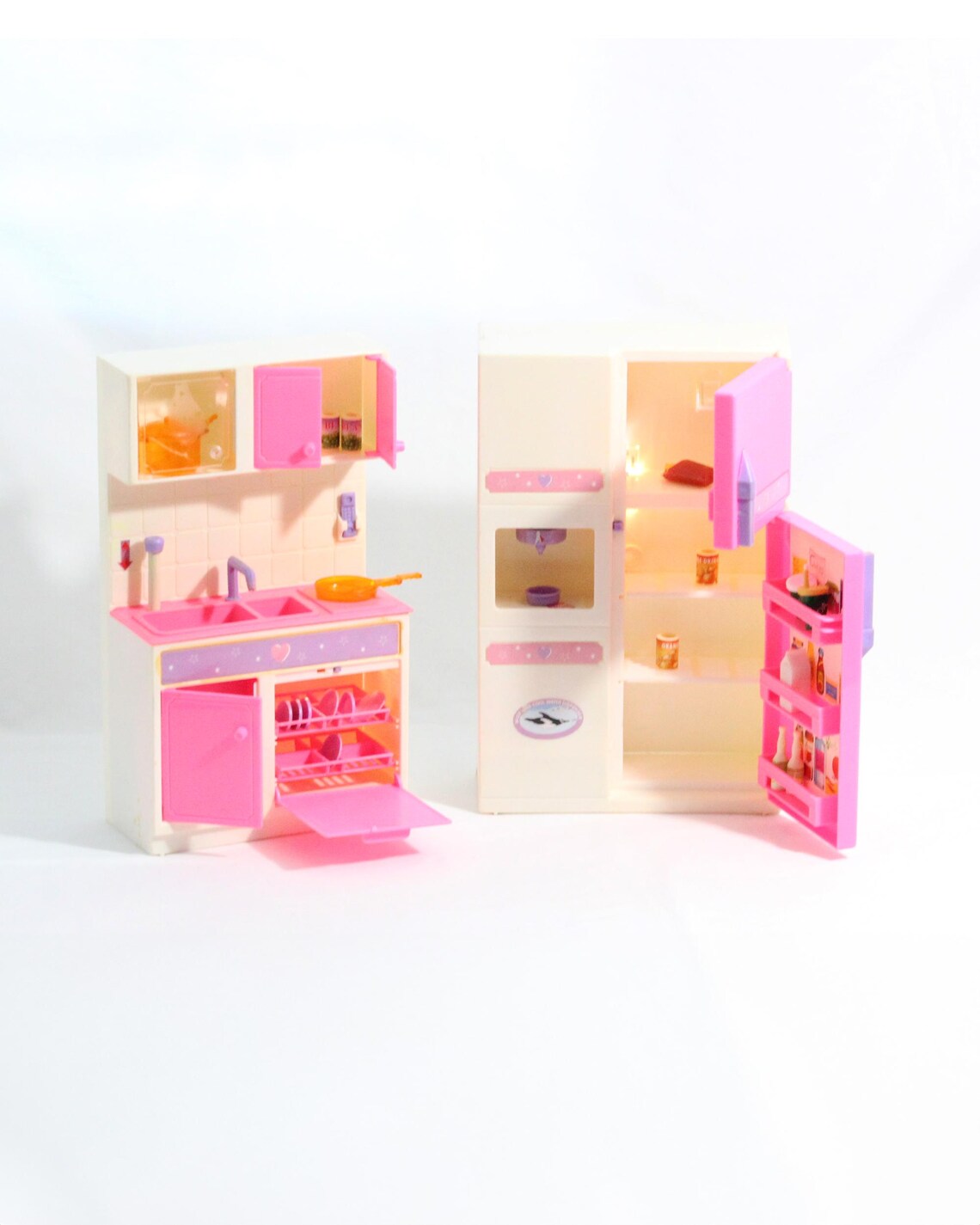 Pink 3-piece Barbie Kitchen Set | Goldlok, Doll Furniture, Kitchen Play ...