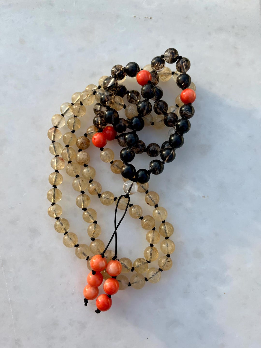 108 Mala Beads, Prayer Beads, Mala Necklace, Coral Necklace, Buddhist ...