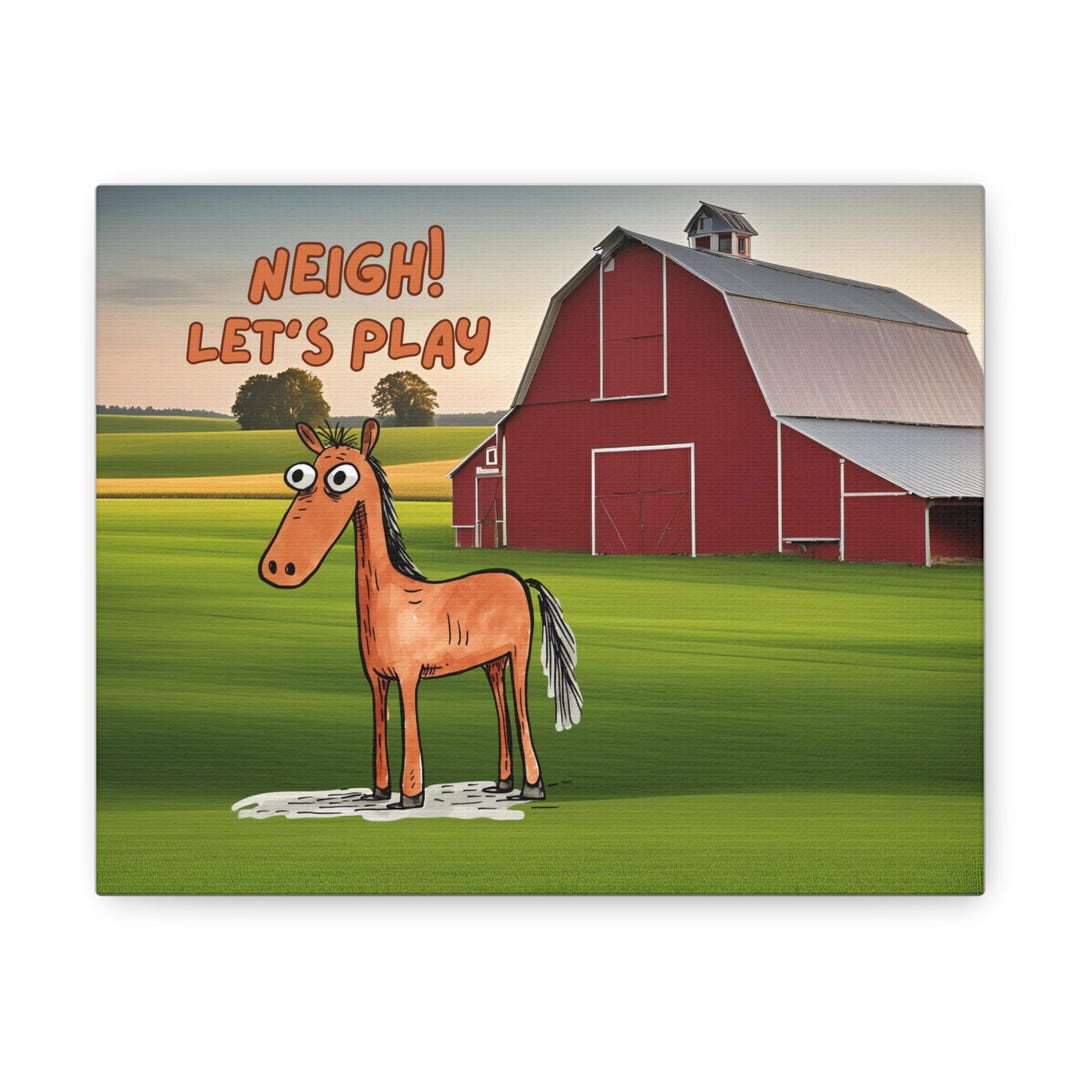 Cute Farm Horse Nursery Decor - Neigh! Let's Play - Barn Background ...