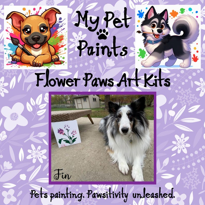 Flower Paws Art Kit – DIY Pet Pawprint Painting With Custom Signature ...
