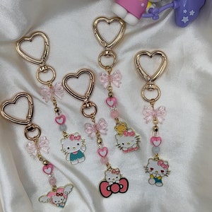 Cute Hello Kitty Key Chains With Gold Heart Clasp, Hello Kitty Key ...