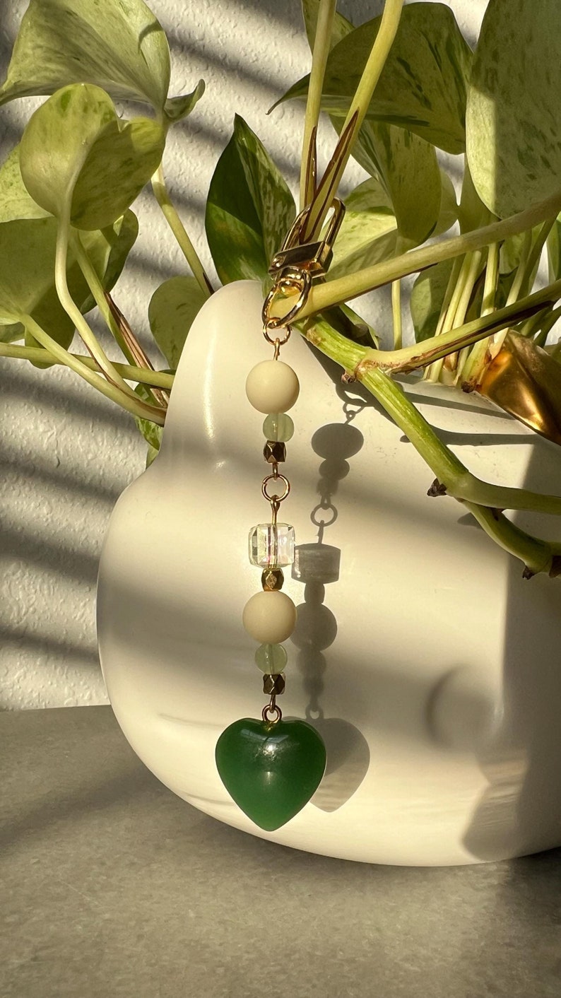 Heart Shaped Jade Inspired Keychain. Jade Keychains, Bag Charm, Purse ...