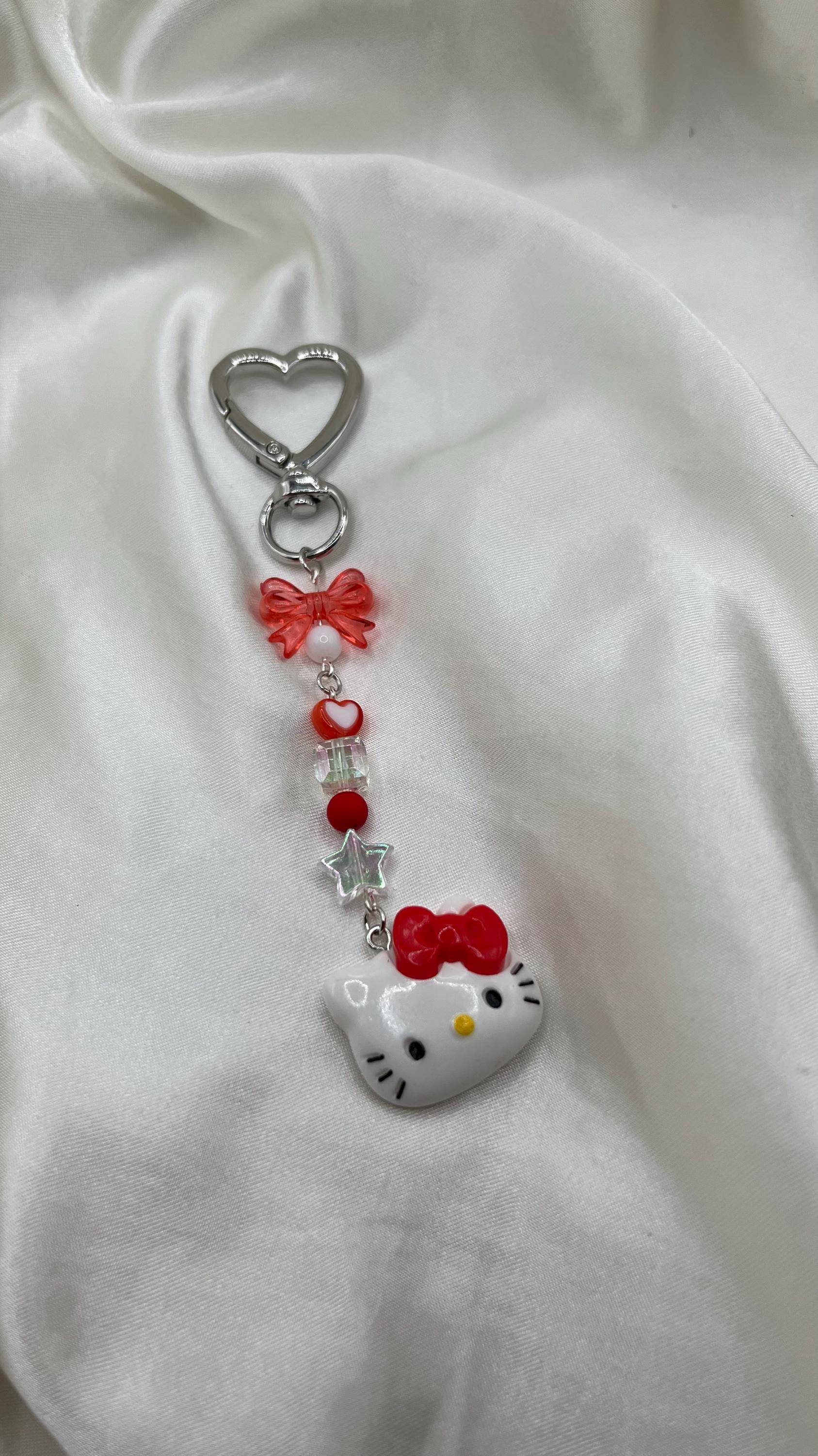 Hello Kitty Key Chain/ Charm With Pendant. Hello Kitty Beaded Key Chain ...