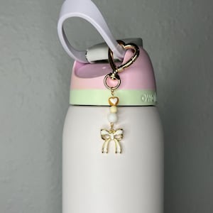 Pink or White Bow Owala Water Bottle Charm or Bag Charm/ Key Chain With ...