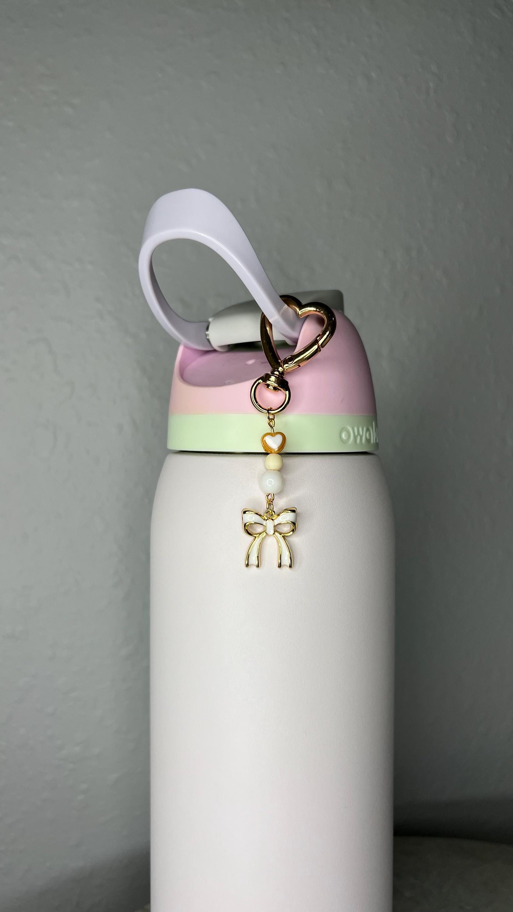 Pink or White Bow Owala Water Bottle Charm or Bag Charm/ Key Chain With ...
