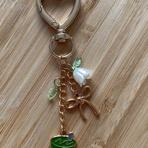 Matcha Bubble Tea Owala Charm, Matcha Bubble Tea Charm With Gold Bow ...