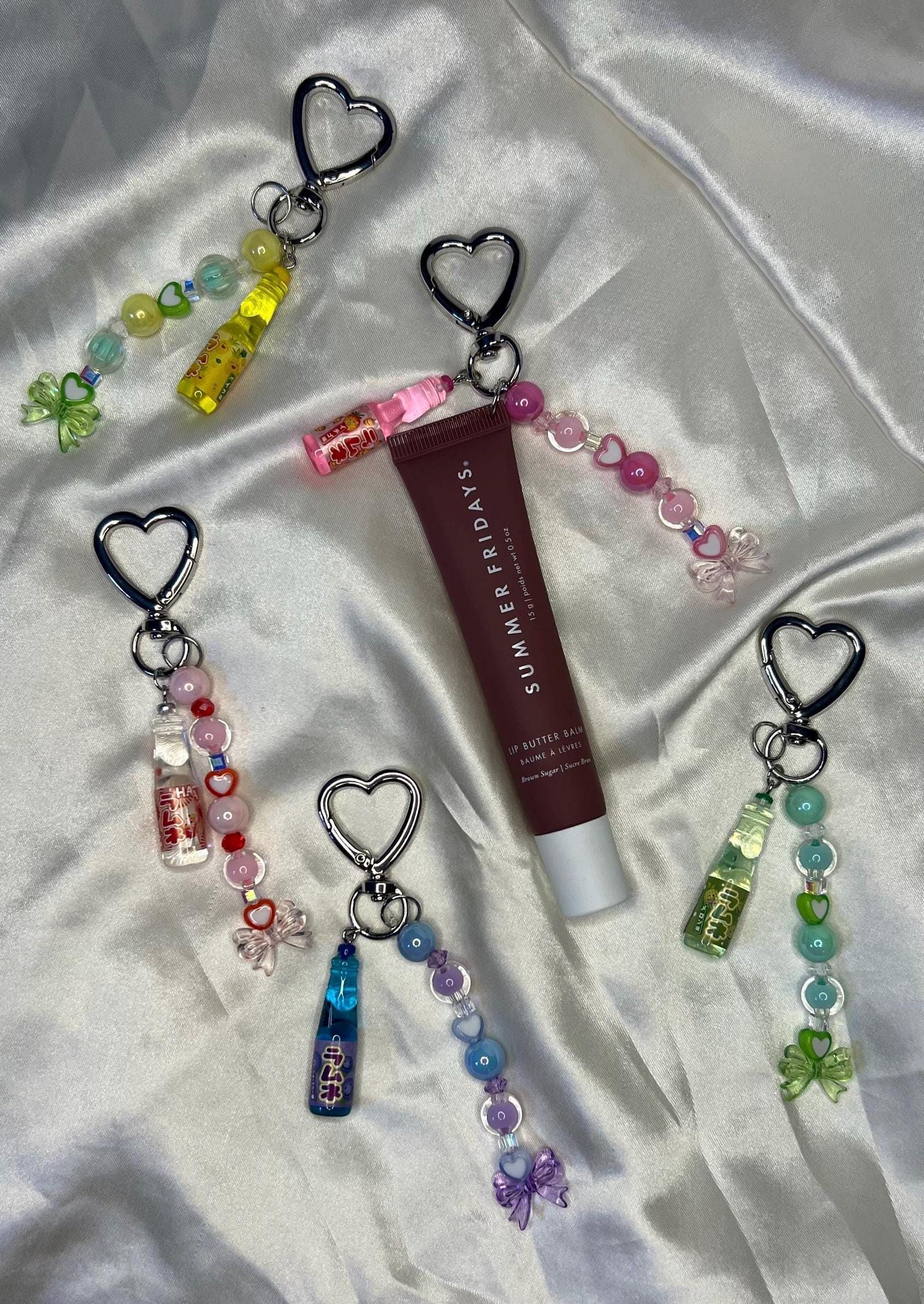 Kawaii Ramune Inspired Lip Gloss Keychain With Cute Acrylic Bow. Lip ...