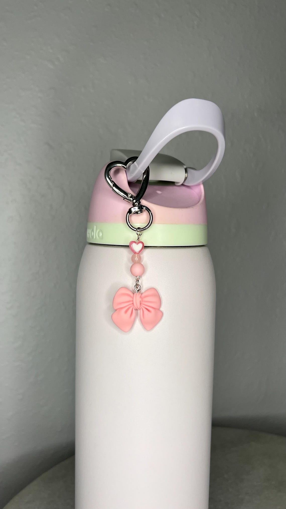 Pink Bow Owala Water Bottle Charm or Bag Charm/ Key Chain With Silver ...