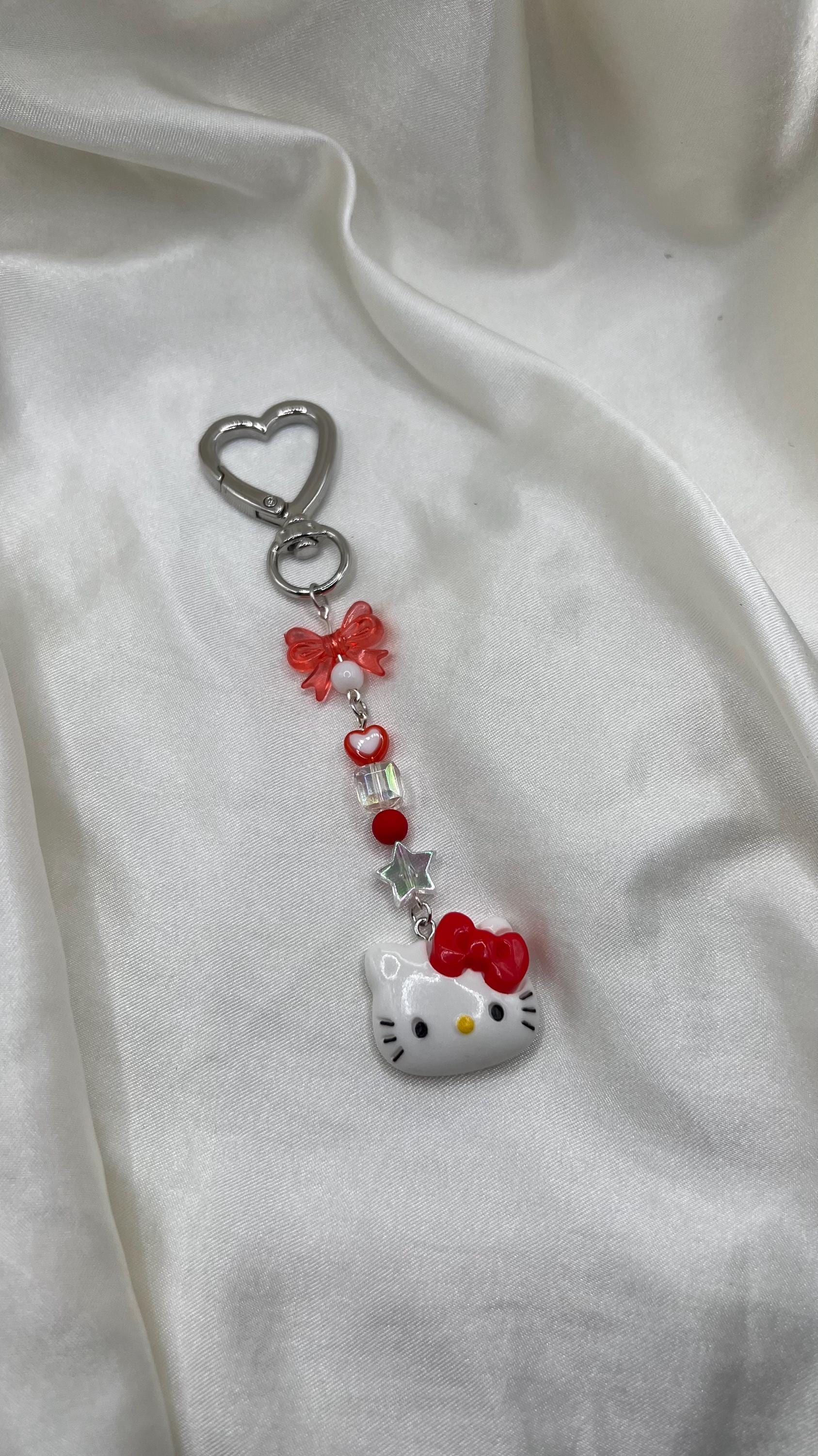 Hello Kitty Key Chain/ Charm With Pendant. Hello Kitty Beaded Key Chain ...
