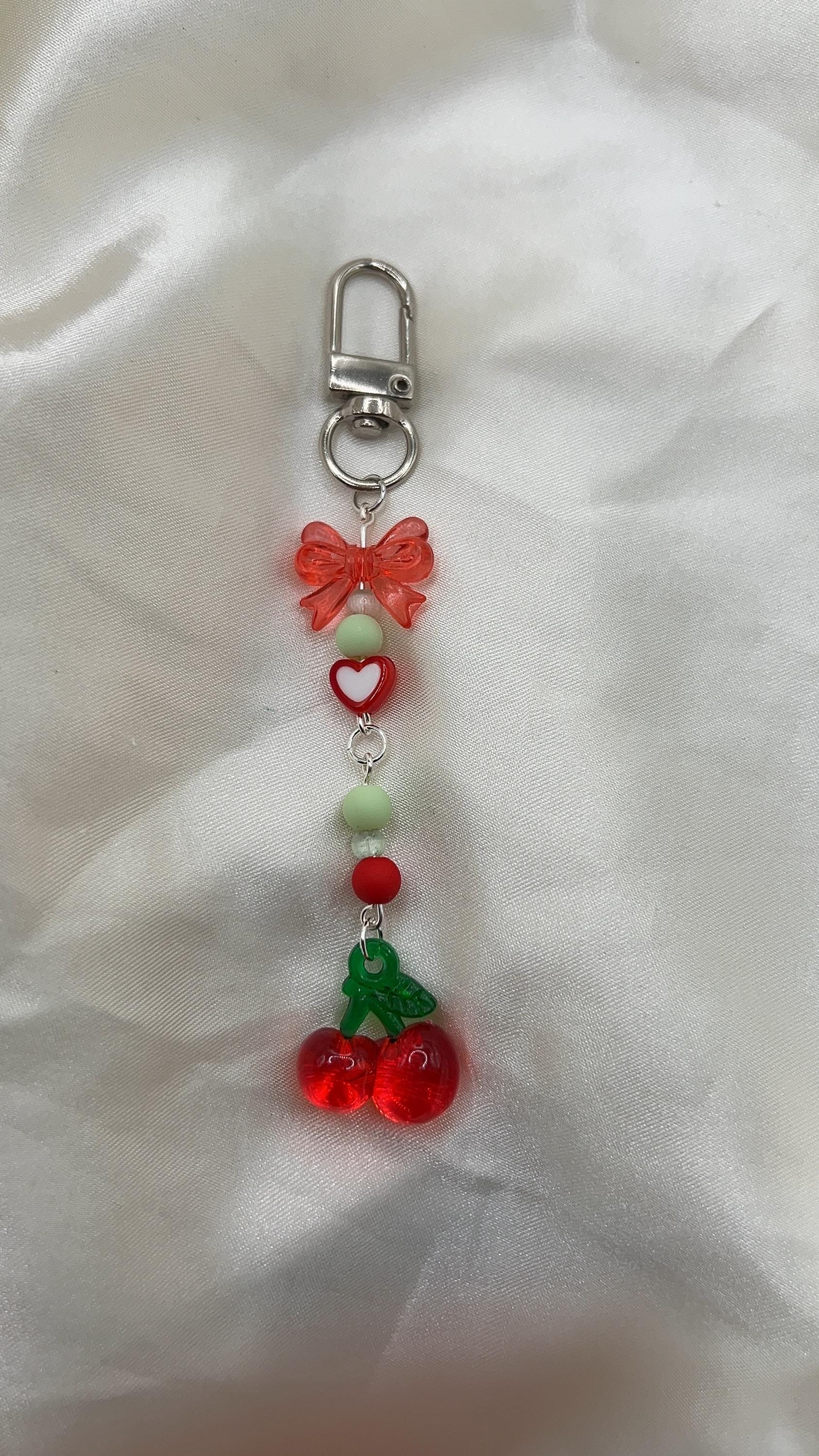 Beaded Cherry/ Strawberry Key Chains. Fruit Inspired Key Chains ...