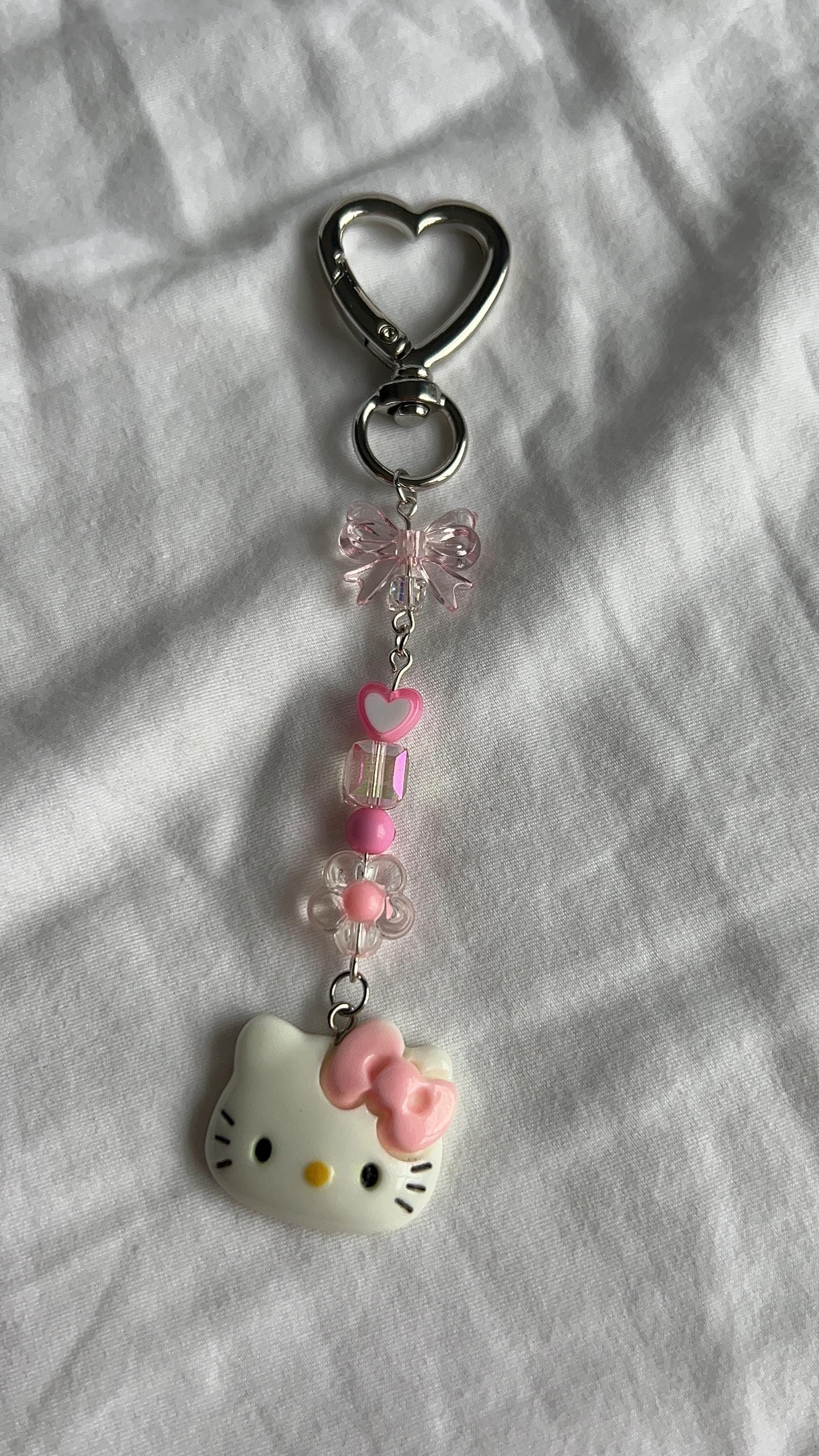 Hello Kitty Key Chain/ Charm With Pendant. Hello Kitty Beaded Key Chain ...