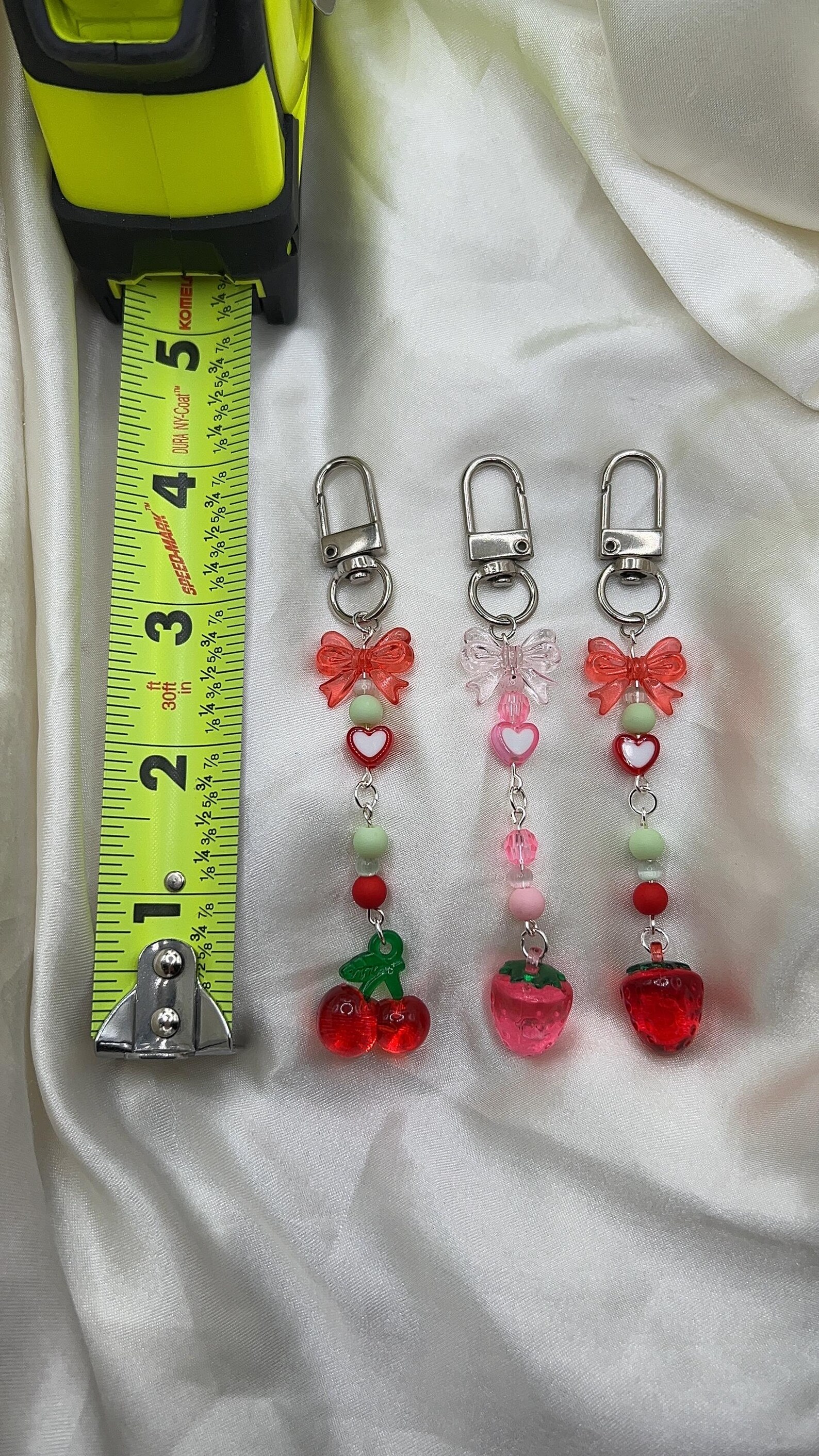 Beaded Cherry/ Strawberry Key Chains. Fruit Inspired Key Chains ...
